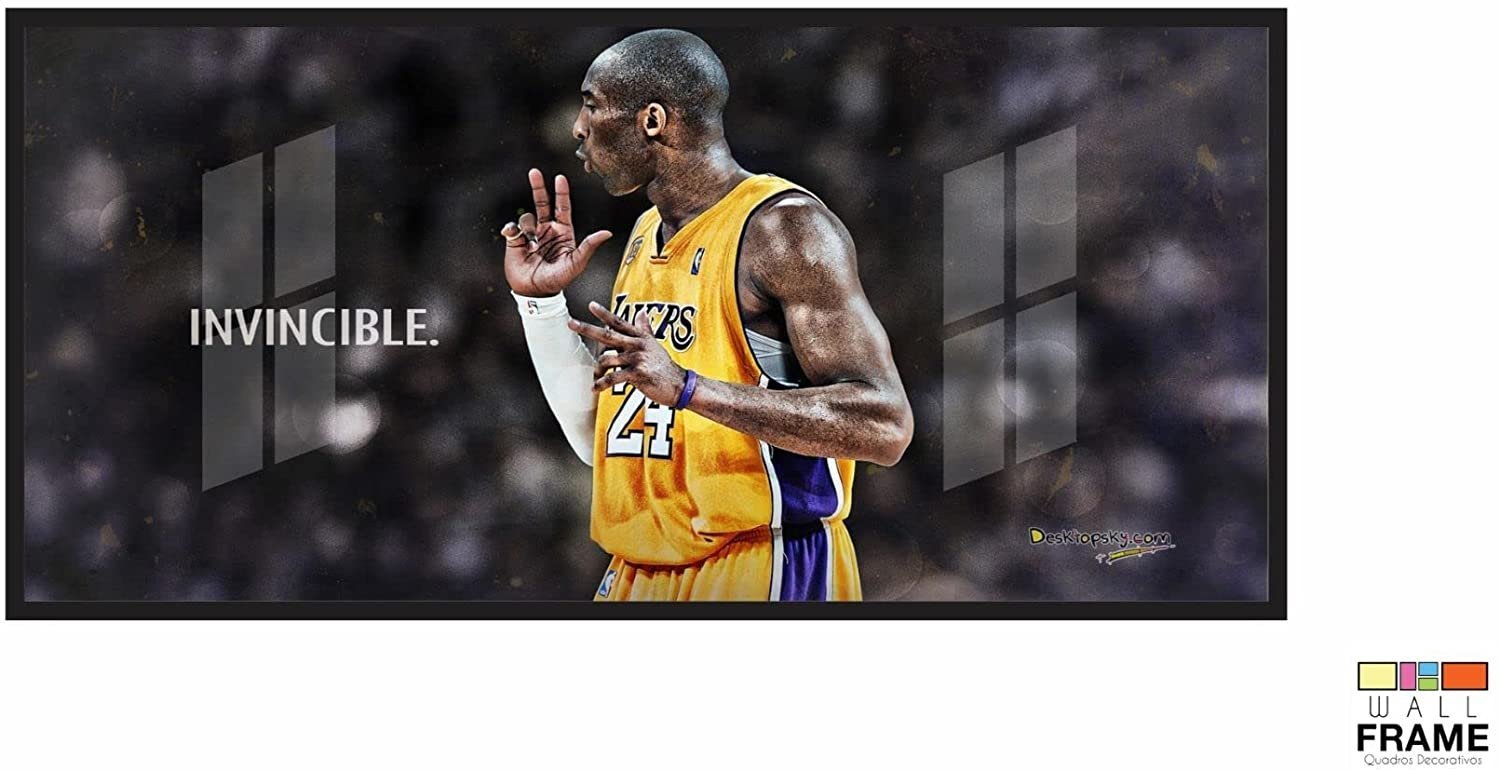 Quadro decorativo Kobe Bryant Invincible 130x60 Moldura Preta 2x2 ...