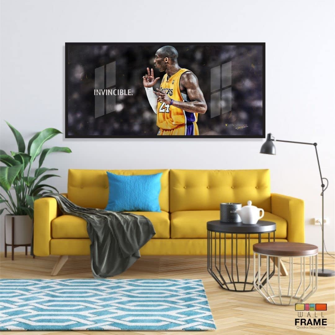 Quadro decorativo Kobe Bryant Invincible 130x60 Moldura Preta 2x2 ...
