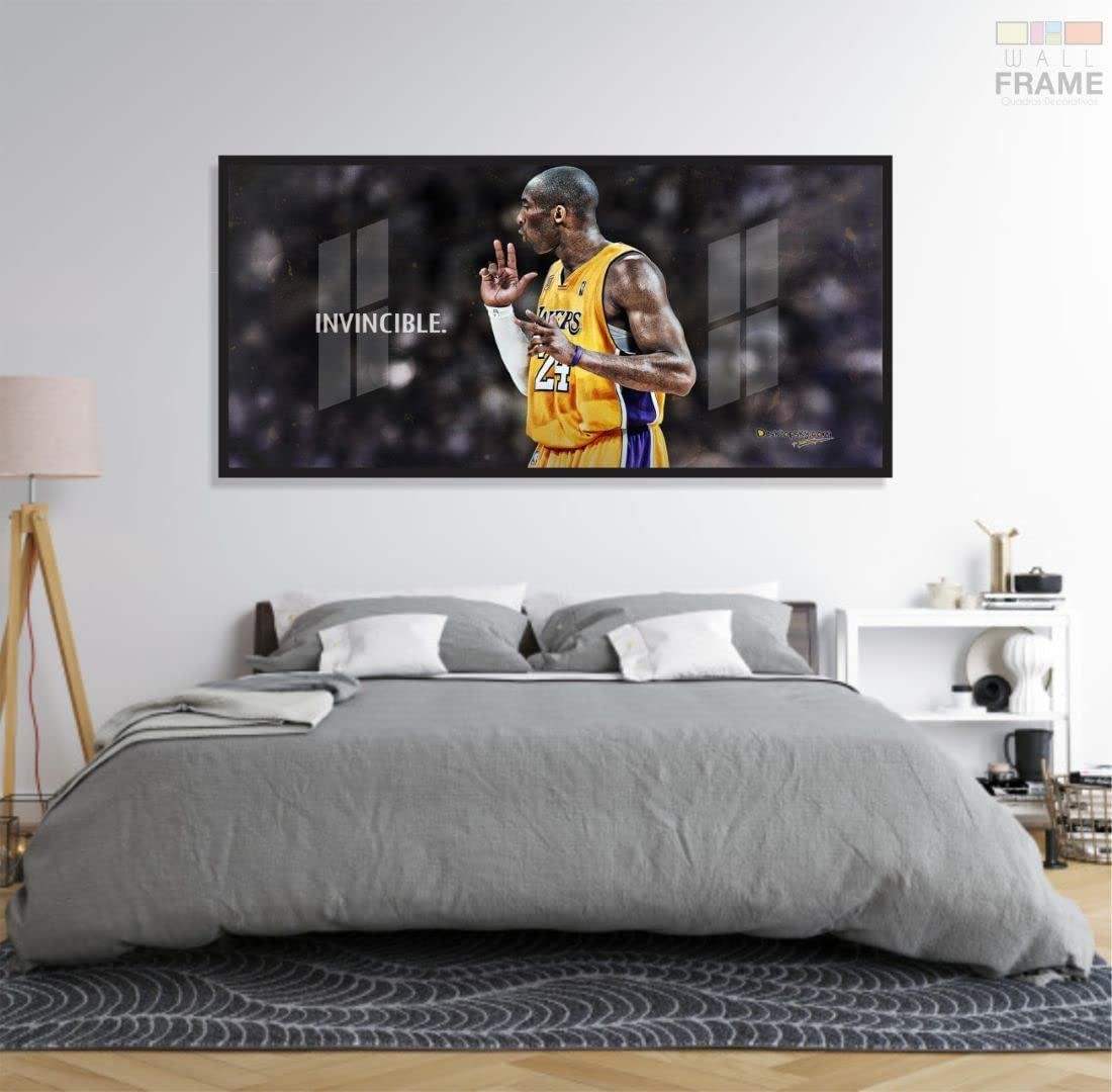 Quadro decorativo Kobe Bryant Invincible 130x60 Moldura Preta 2x2 ...