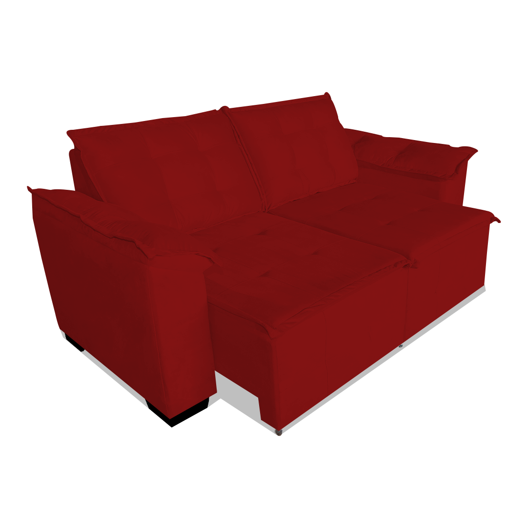 Sofá 2 Metros Kiev Retrátil 2 lugares Corino Vermelho | MadeiraMadeira