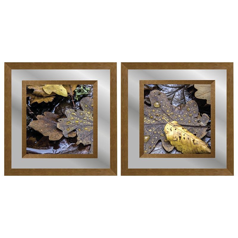 Quadro Decorativo Duplo Com Paspatur em Espelho Paisagem Folhas ao Chão ...