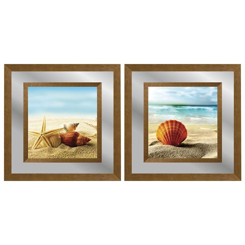 Quadro Decorativo Duplo Com Paspatur em Espelho Paisagem Praia 50x50 ...