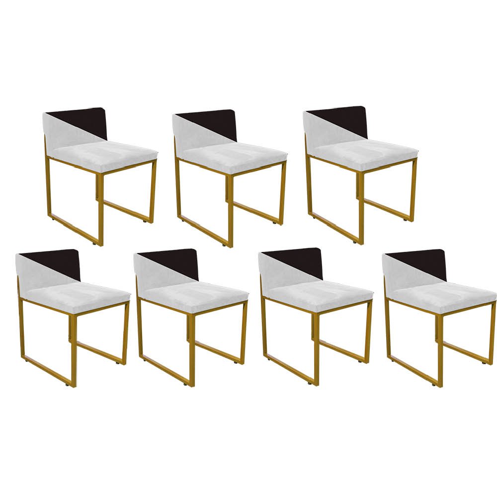 Kit 07 Cadeira Office Lee Duo Sala de Jantar Industrial Ferro Dourado ...