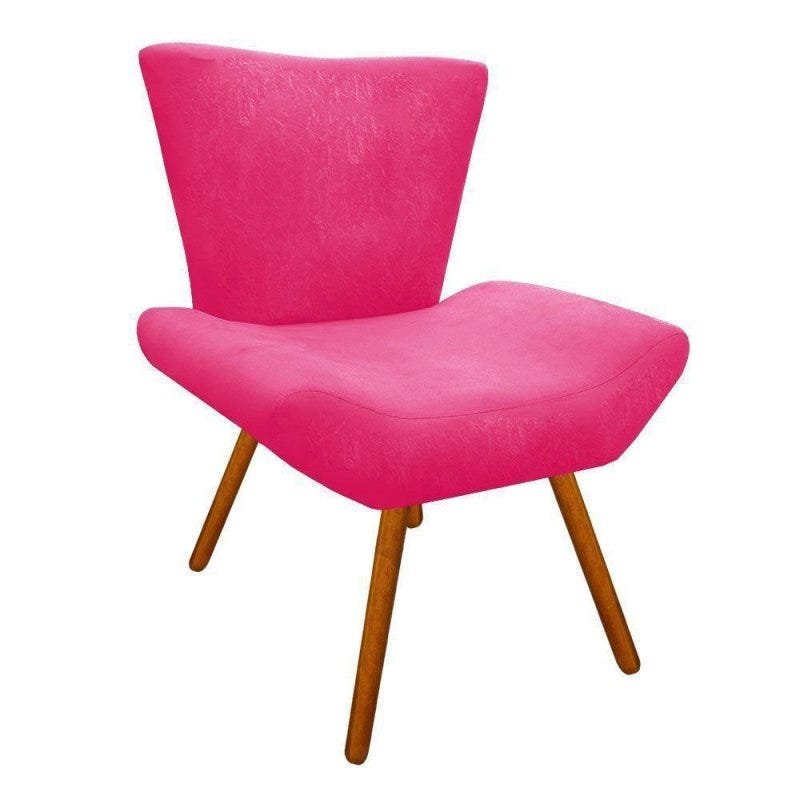 Poltrona Decorativa Aline Suede Rosa Barbie Pés Palito - D'Rossi ...