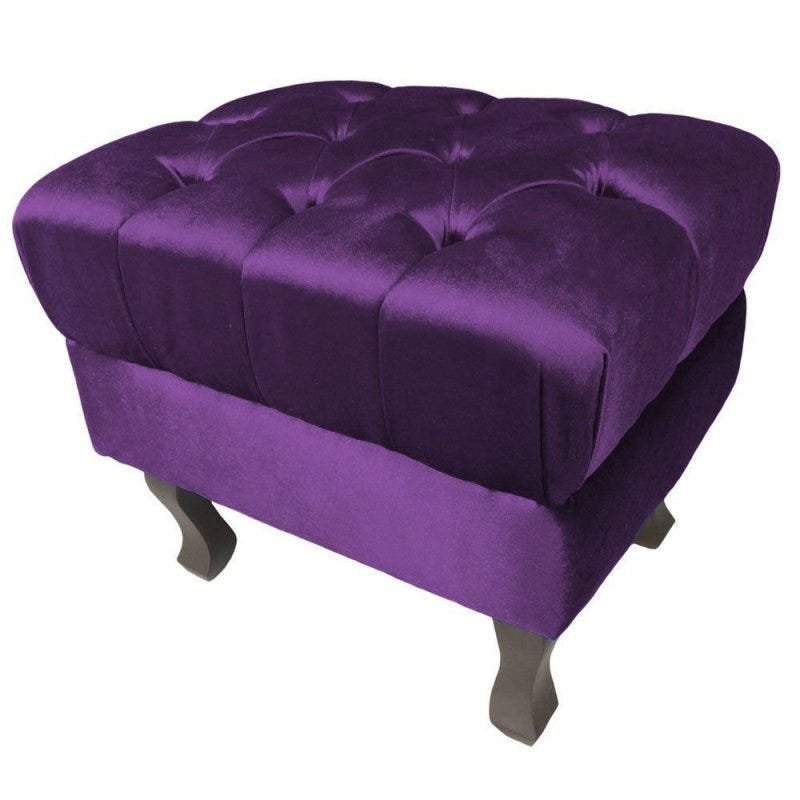 Puff Retrô Luis XV Capitonê Suede Acetinado Roxo | MadeiraMadeira