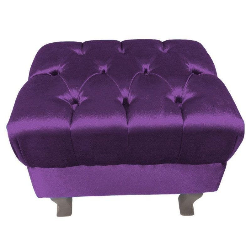 Puff Retrô Luis XV Capitonê Suede Acetinado Roxo | MadeiraMadeira