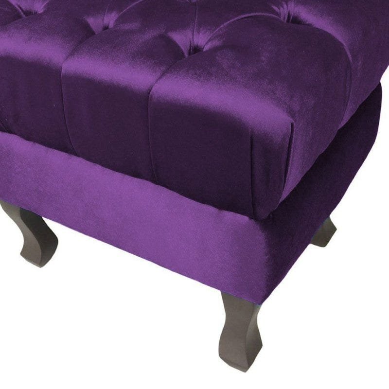 Puff Retrô Luis XV Capitonê Suede Acetinado Roxo | MadeiraMadeira