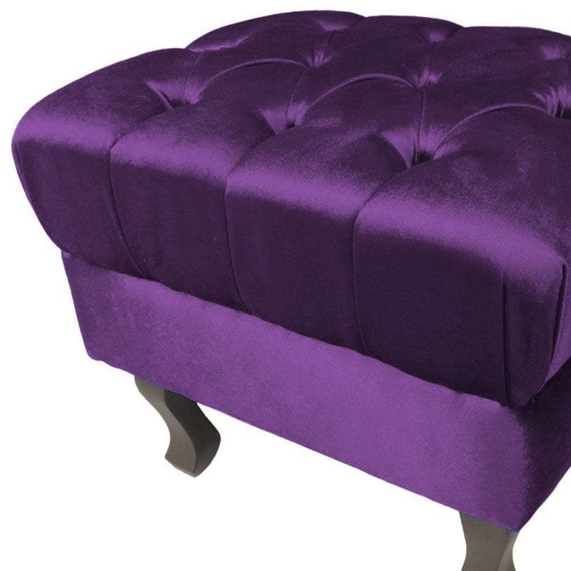 Puff Retrô Luis XV Capitonê Suede Acetinado Roxo | MadeiraMadeira