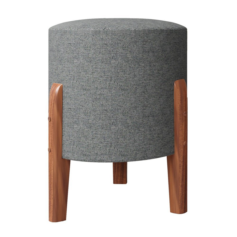 Puff Banquinho Redondo Luxo Decorativo Dallas com Pés em Madeira Maciça ...