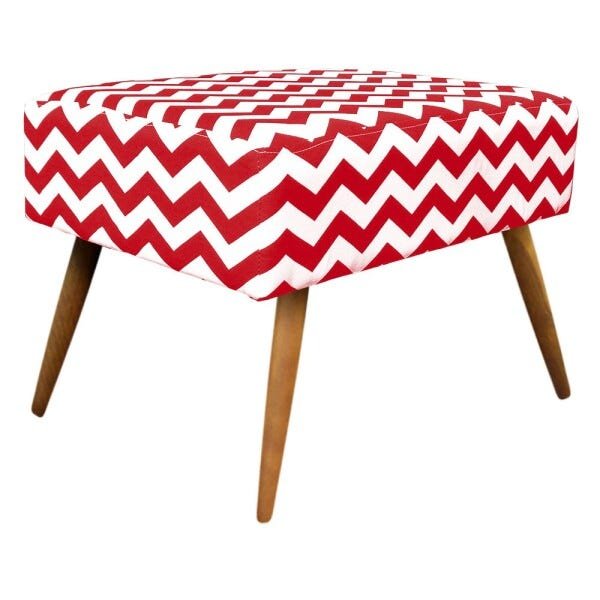Puff Decorativo Charme Retangular Estampado Zig Zag Vermelho D79 ...