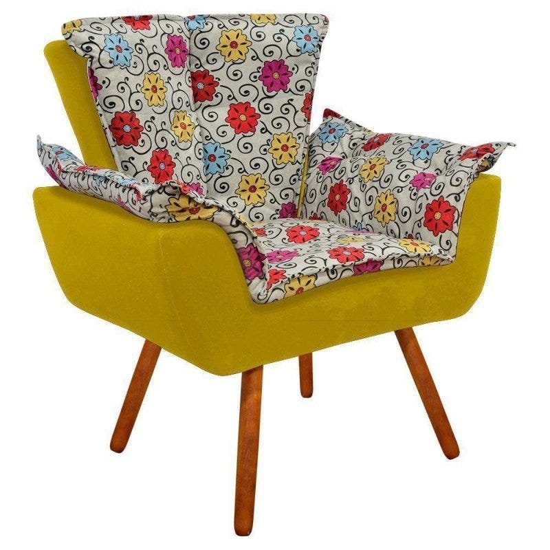 Poltrona Decorativa Opala Suede Composê Estampado Floral Color D17 e ...