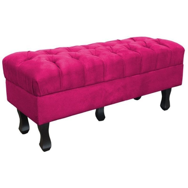 Puff Retro Luis XV Capitonê 1 Metro Suede Pink | MadeiraMadeira