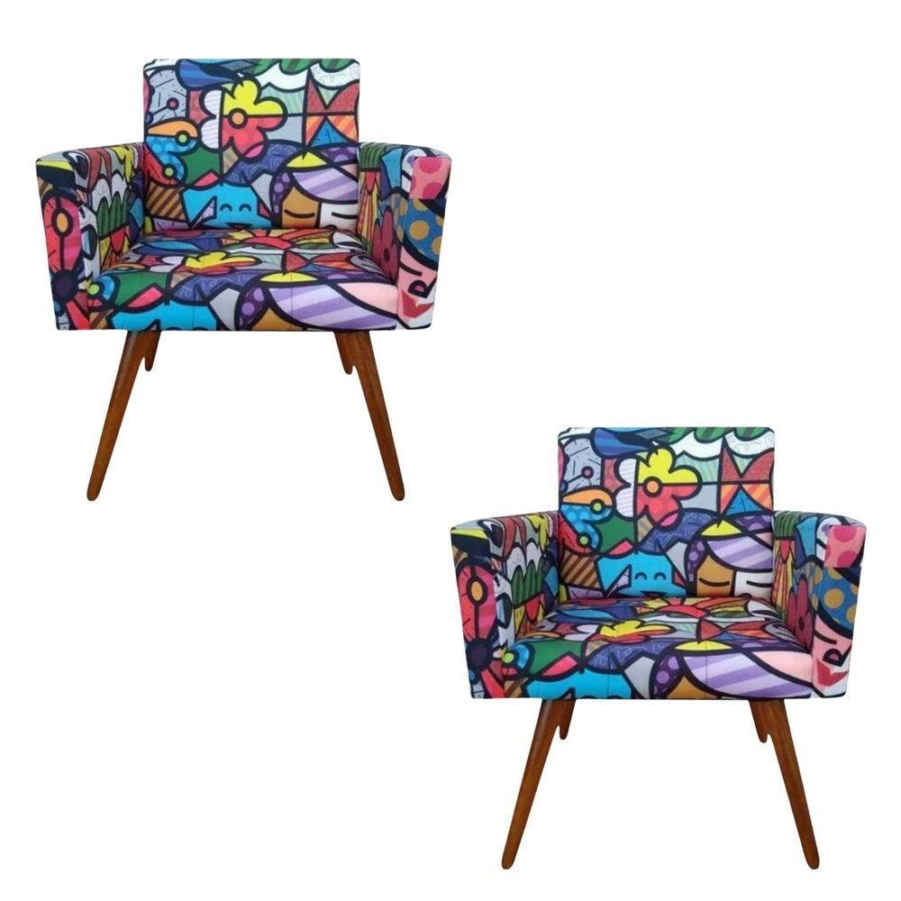 Kit 2 Poltronas Decorativas Nina Estampado Homero Brito | MadeiraMadeira