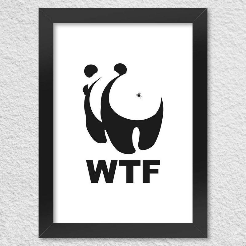 Poster com Moldura WTF Panda | MadeiraMadeira