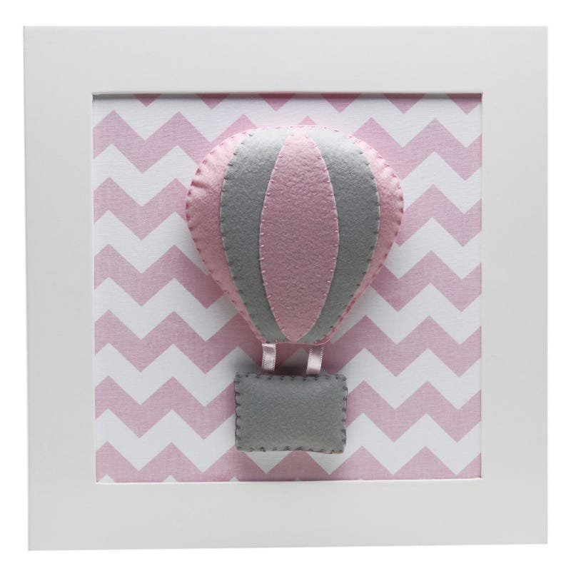 Quadro Decorativo Balão Chevron Rosa Quarto Bebê Infantil Menina ...