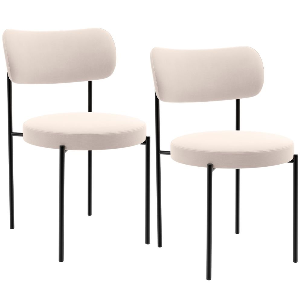 Kit 02 Cadeiras Estofadas para Sala de Jantar Louise L02 Suede Bege - Lyam Decor | MadeiraMadeira