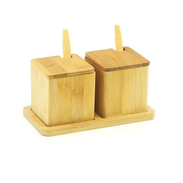 PORTA CONDIMENTOS DUPLO DE BAMBU | MadeiraMadeira