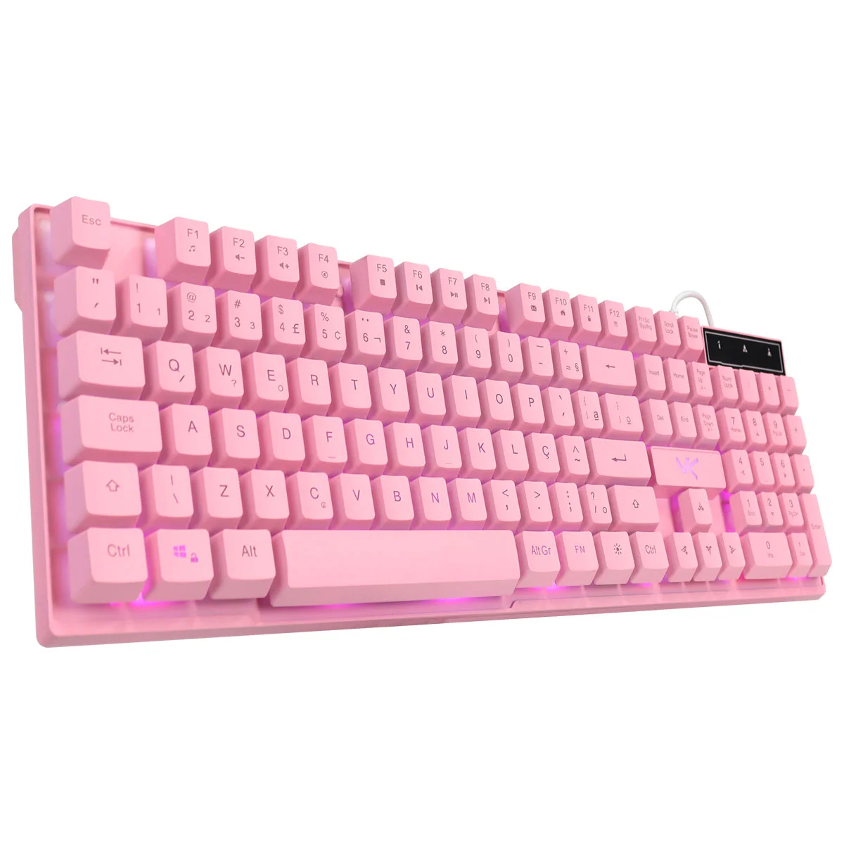 TECLADO GAMER CERBERUS ROSA ABNT2 MULTIMÍDIA COM LED 7 CORES SENSACAO ...