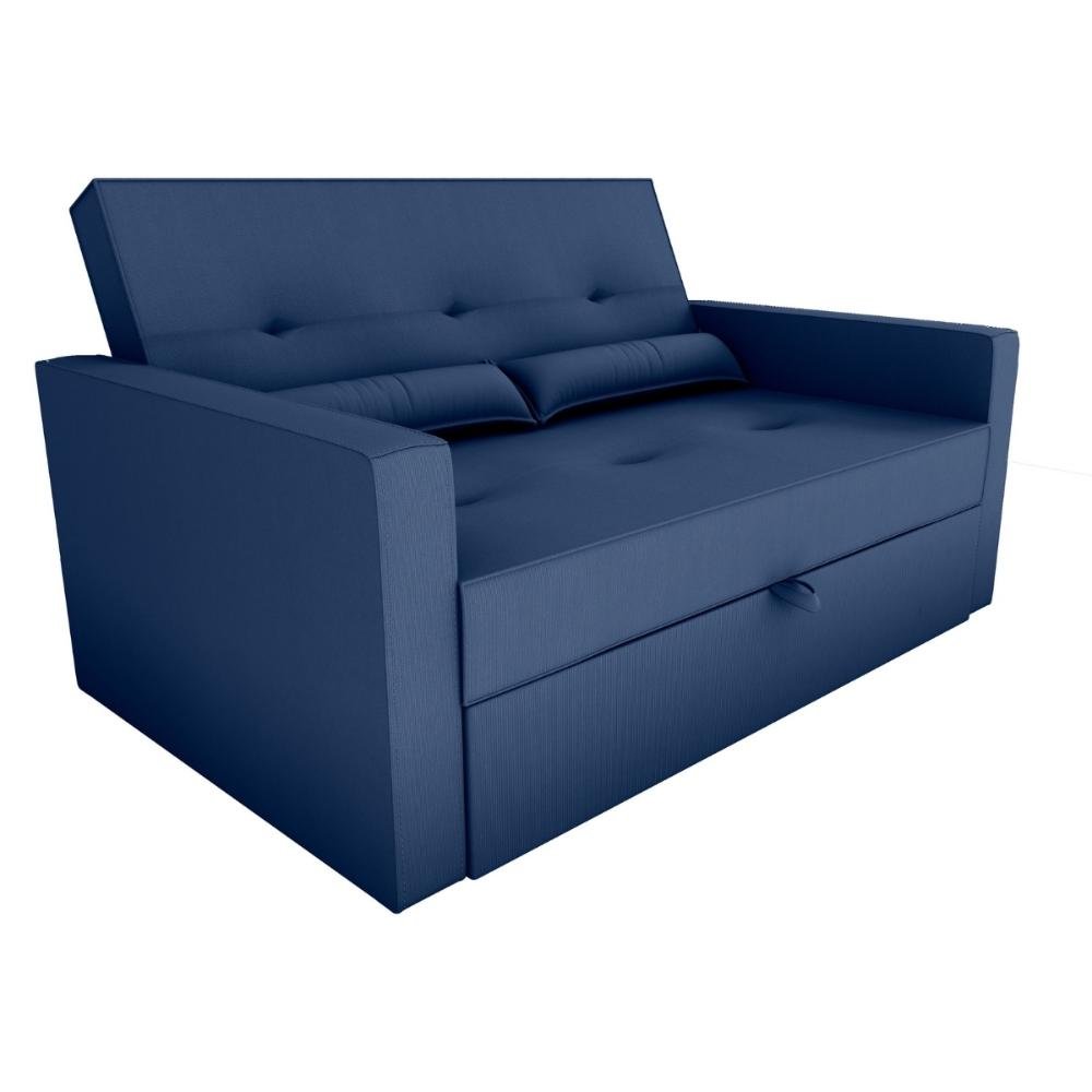 Sofá Cama 2 Lugares 140cm Anne Suede Azul Matrix | MadeiraMadeira