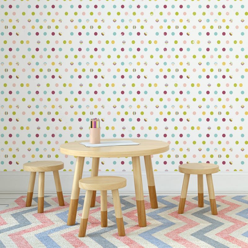 Papel de Parede Bolinhas Coloridas 2,70x0,57m | MadeiraMadeira