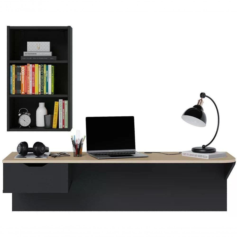 Escrivaninha Suspensa Para Escritorio Tech Preto Tauari Nobr | MadeiraMadeira