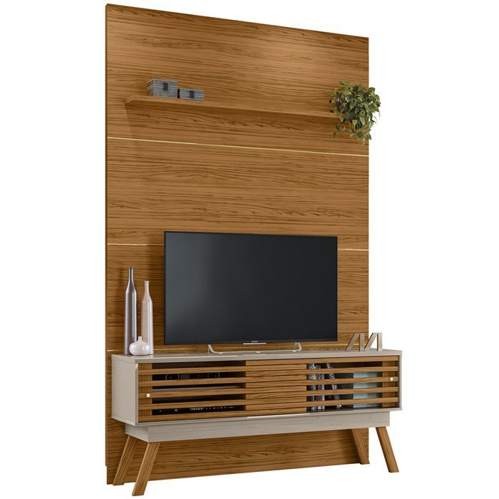 Composiçao Painel Rack Piso Teto TV 65 244x154cm 7161 Fenddi Naturale ...