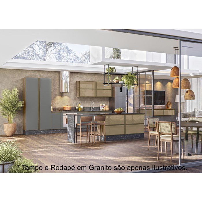 Cozinha Modulada 10 Peças Em MDF Kali Premium CJ10 Carvalho Rust Chumbo ...