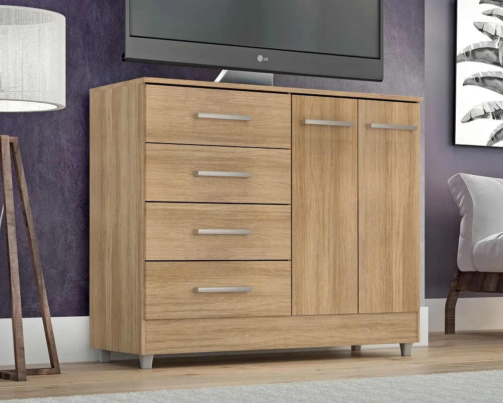 Comoda Armário com 4 Gavetas 2 Portas Infantil:tekamadrid | MadeiraMadeira