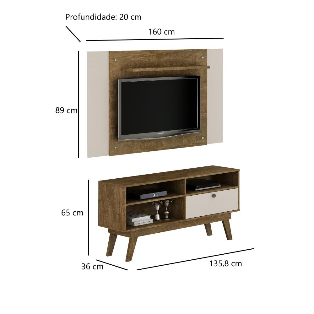 Rack com Painel Home para Tv 50 Polegadas Sala de Estar Quarto 1 Porta ...
