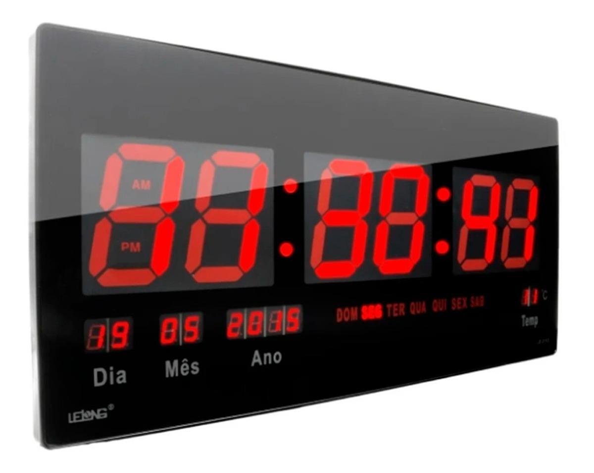 Relógio Parede Led Digital Grande 46cm Termômetro Data L2 | MadeiraMadeira
