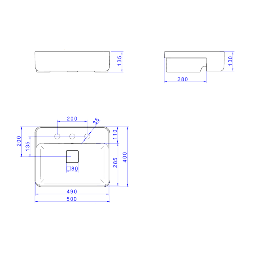 Cuba Deca Semiencaixe Retangular com Mesa 50cm Branco L.63050.M.17 ...