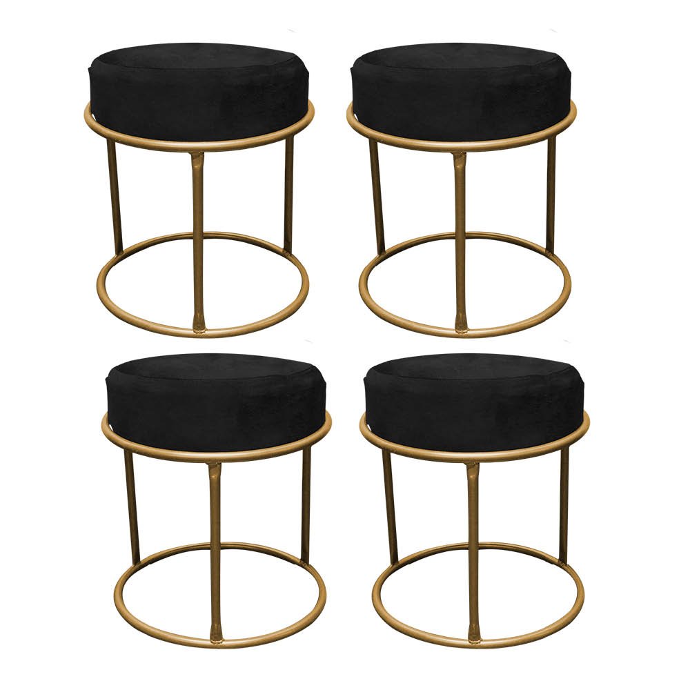 Kit 04 Puff Banqueta Garden Argola Redondo Industrial Penteadeira Ferro ...