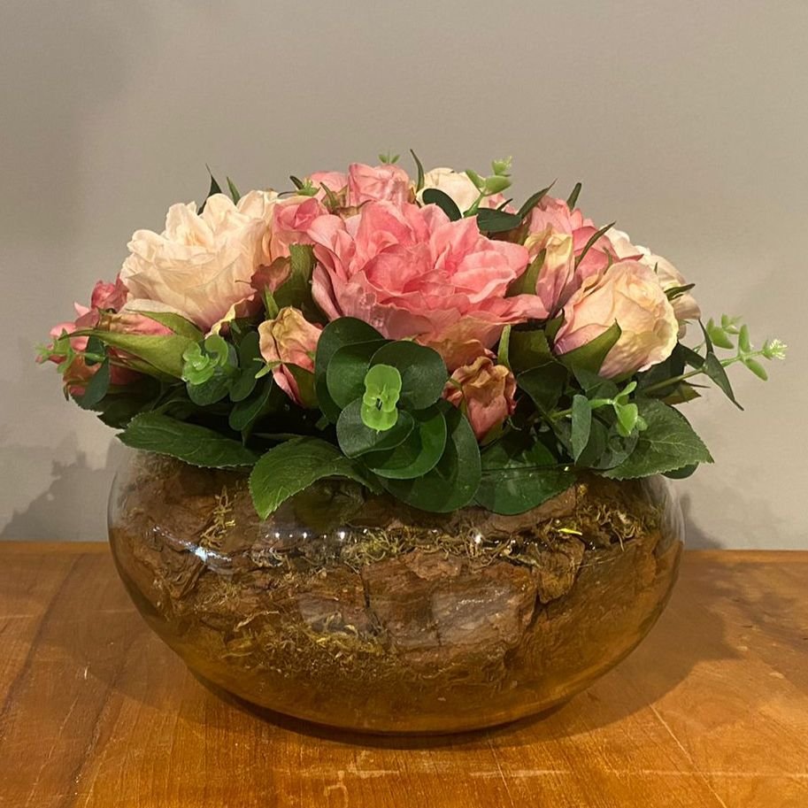 Arranjo Centro de Mesa Rosas Mistas Artificial Completo Grande ...