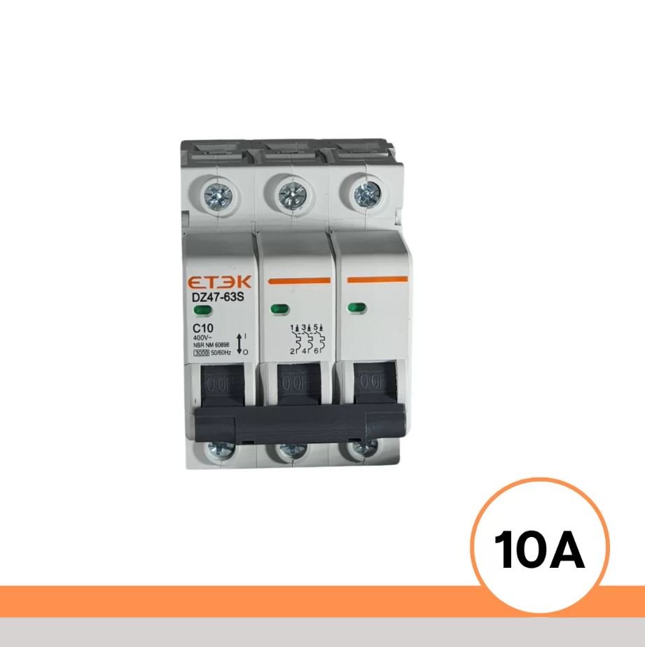 Disjuntor Tripolar Curva C 10A até 63A - 10A | MadeiraMadeira