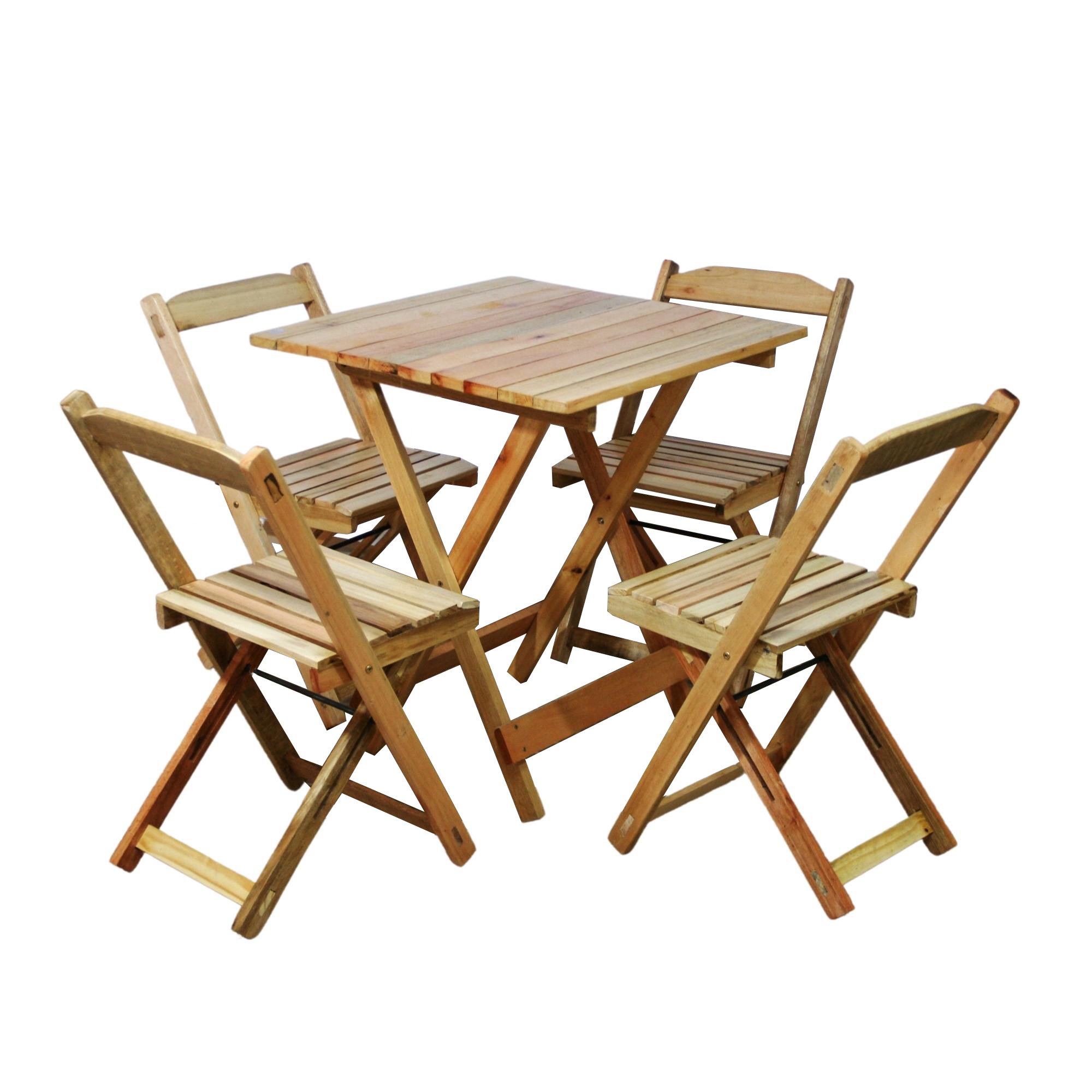 Jogo de mesa com 4 cadeiras dobráveis:Verniz Incolor | MadeiraMadeira
