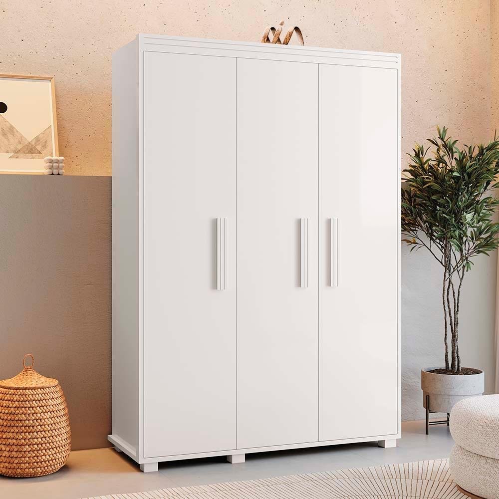 Guarda Roupa Solteiro Branco 3 Portas 124 Cm | MadeiraMadeira