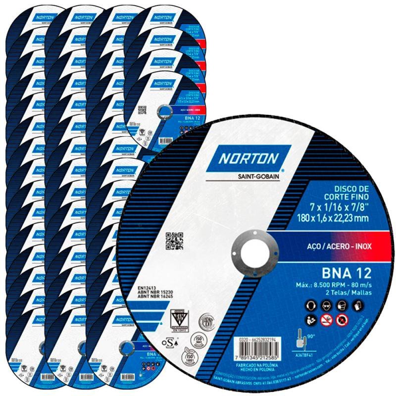 Disco de Corte para Metal e Inox 7 POL x 1,6 MM BNA 12 Kit 50 Peças ...