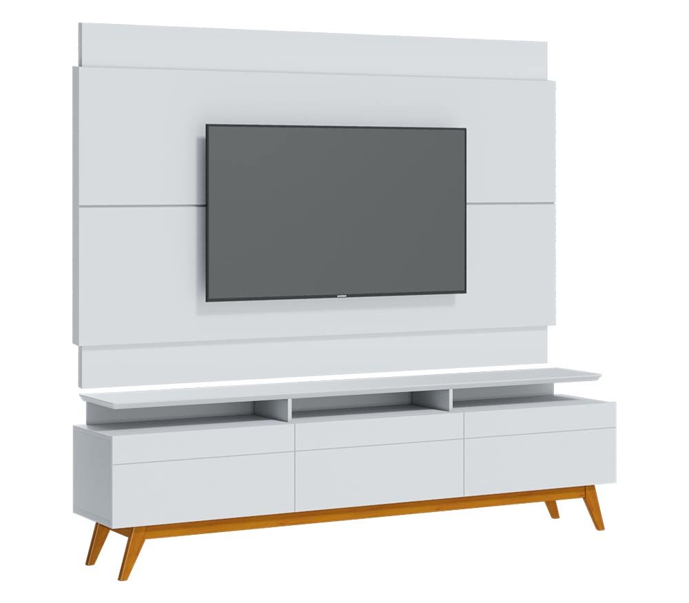 Rack com Painel Classic +3G 2.2 com Branco Acetinado - Imcal Móveis ...