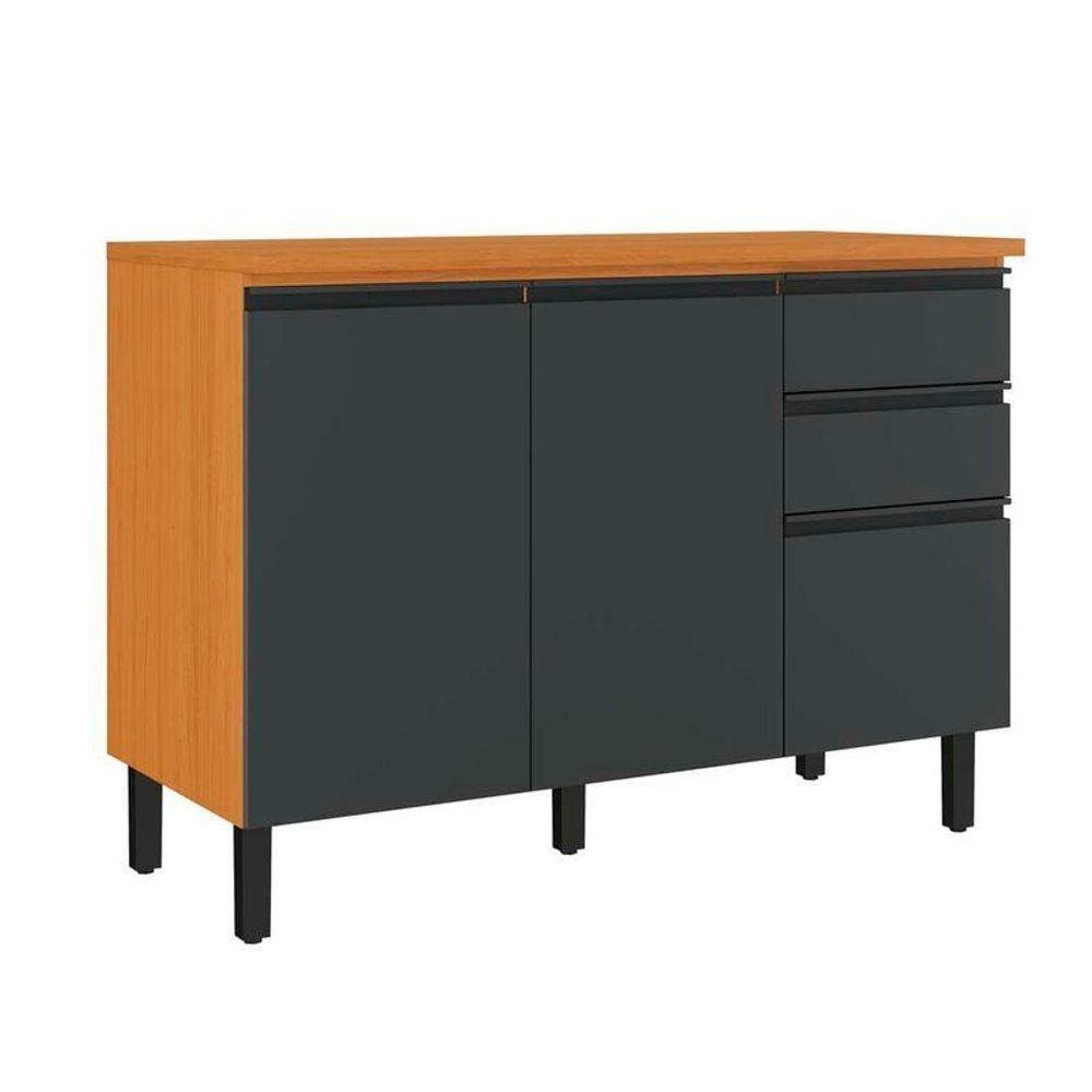 Balcão de Cozinha 3 Portas e 2 Gavetas Cinamomo e Grafite Namur Itatiaia | MadeiraMadeira