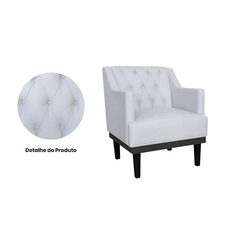 kit 2 Poltronas Decorativas Clássica Capitonê Base de Madeira Corino Branco - Qlare Estofados ...