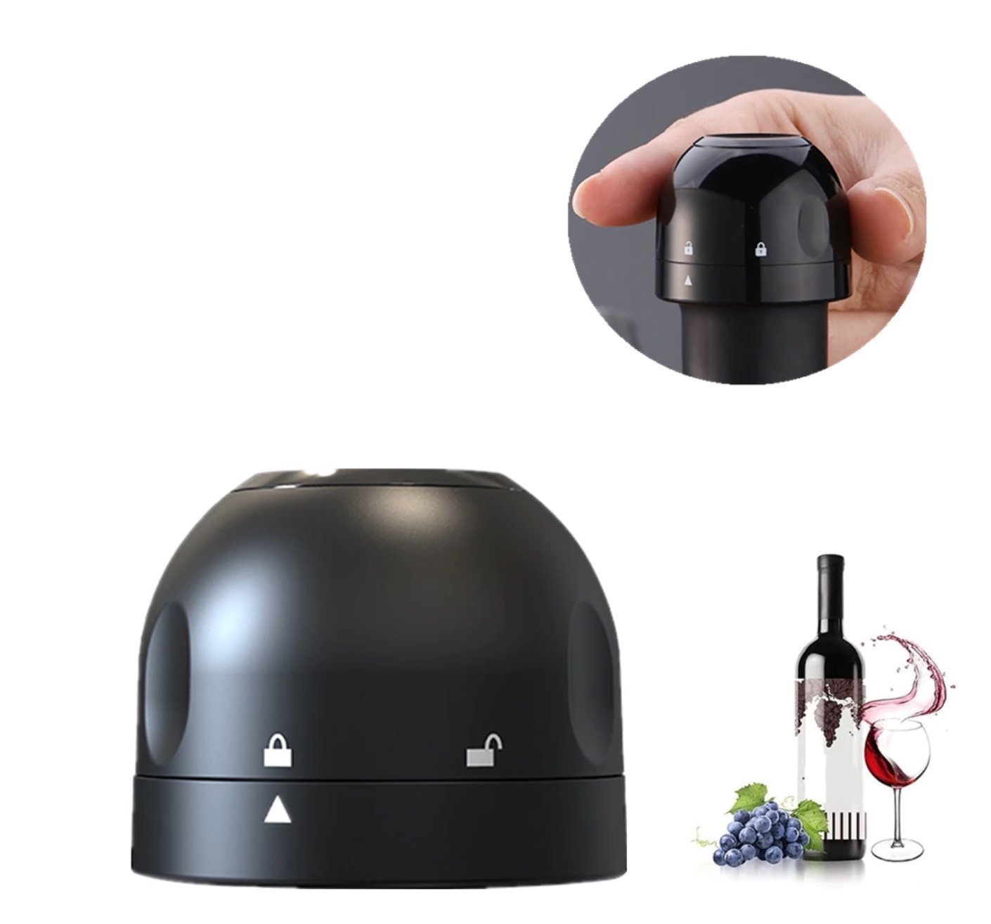 Kit Rolha Tampa para Garrafa de Vinho Girar + Marcador de Taças Copos 6 ...