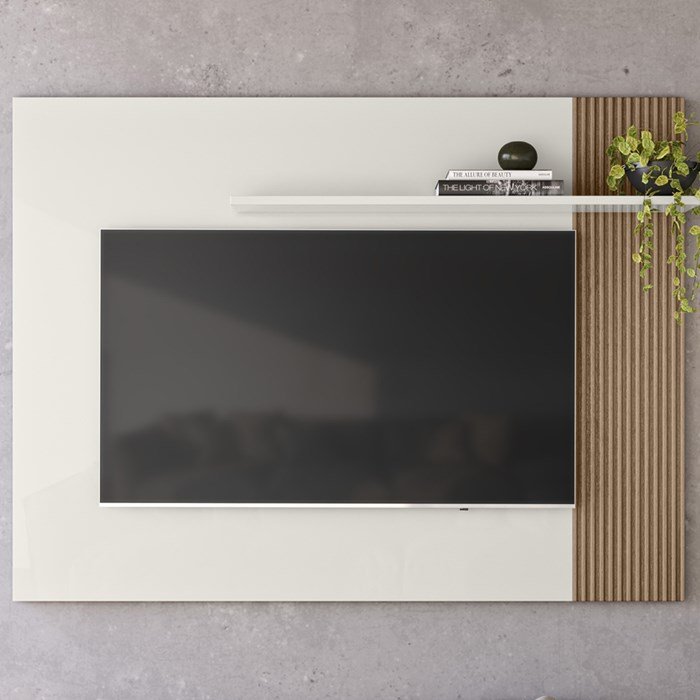 Painel para Tv 40 Polegadas 13936 Off White Cristal Ripado Madeira Dmad ...