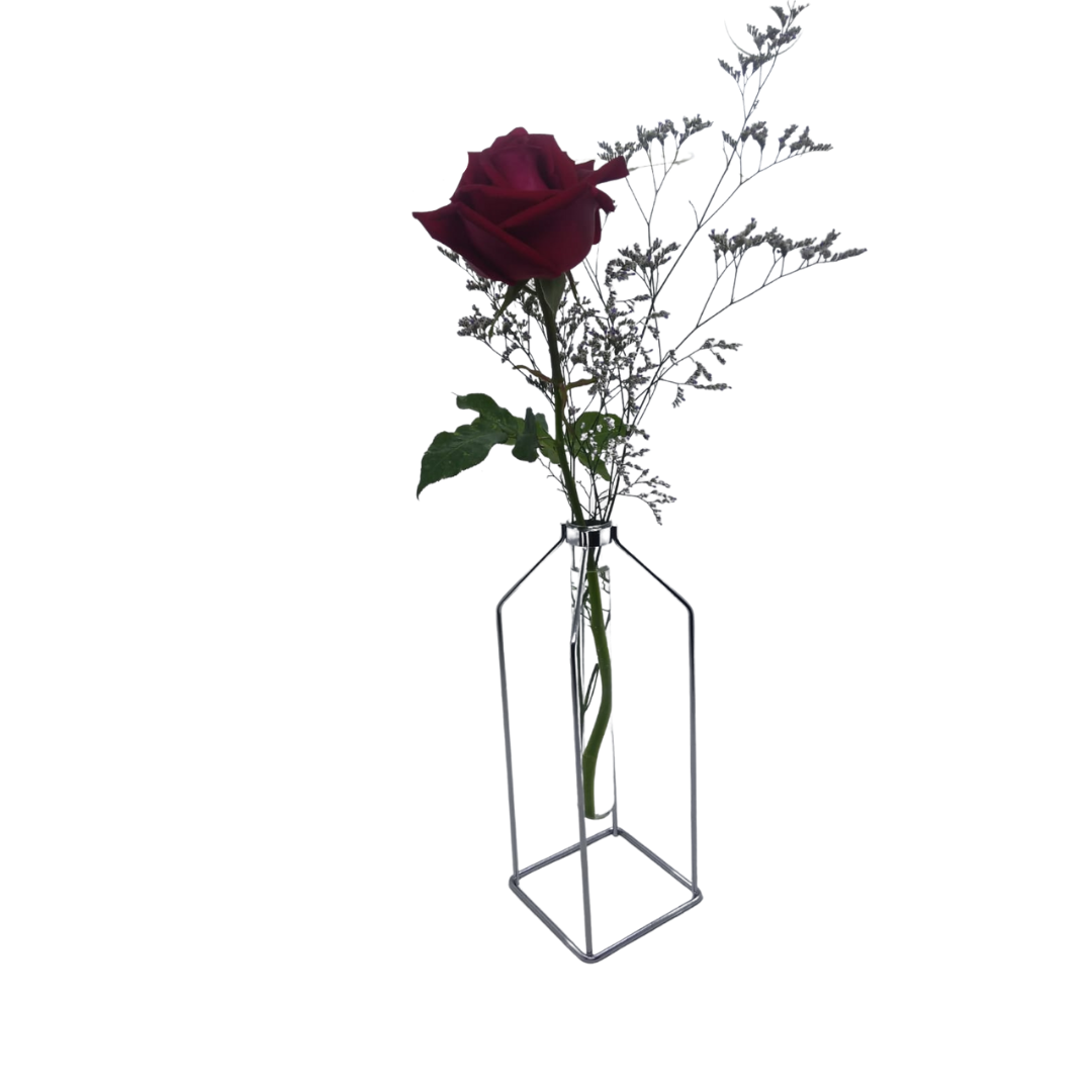 Vaso Aramado de Metal Cromado base Quadrada | MadeiraMadeira