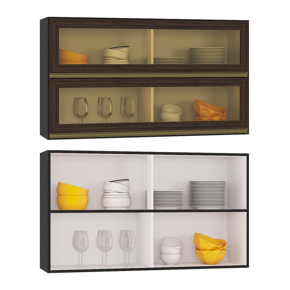 Armário Aéreo Basculante 120 cm Pérola Preto Chocolate Poquema ...