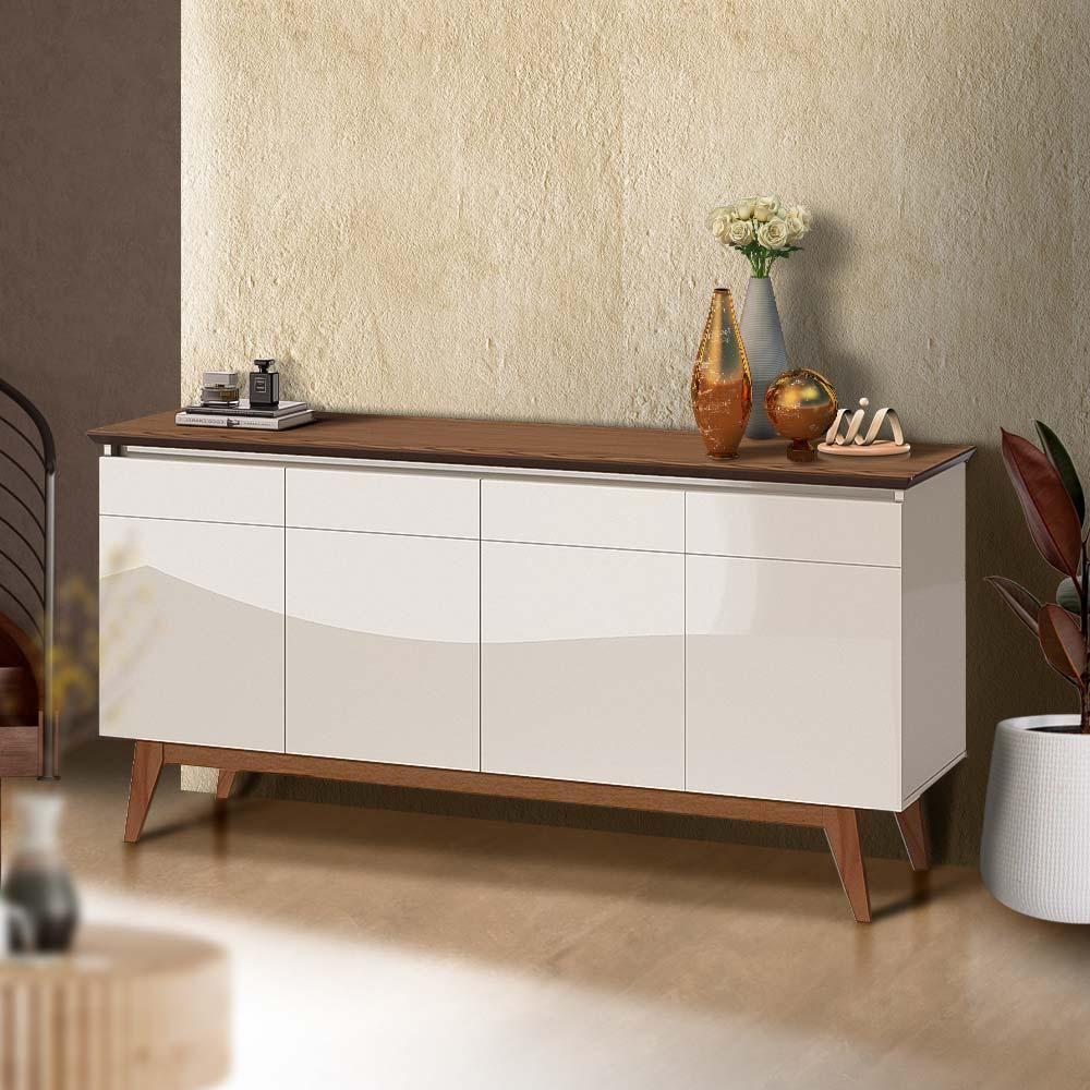 Buffet para Sala de Jantar 4 Portas Off White Freijó Charm 1.8 Jm ...