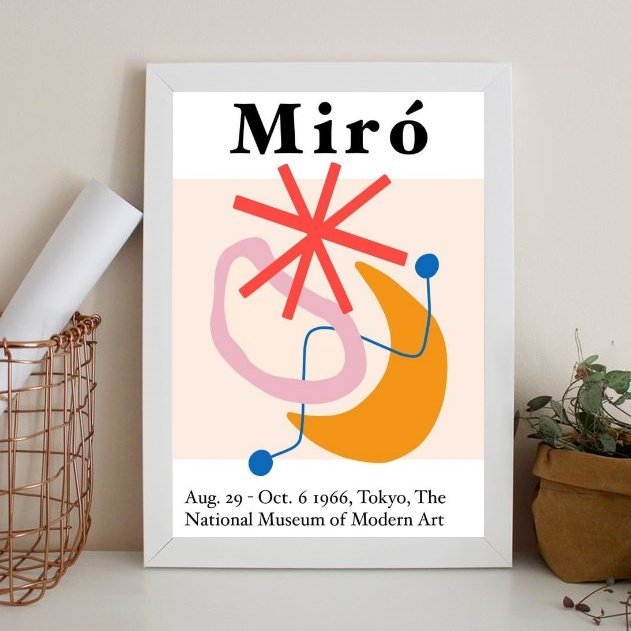 Quadro Decorativo Miró - Museum Of Modern Art 45x34cm:madeira Branca ...