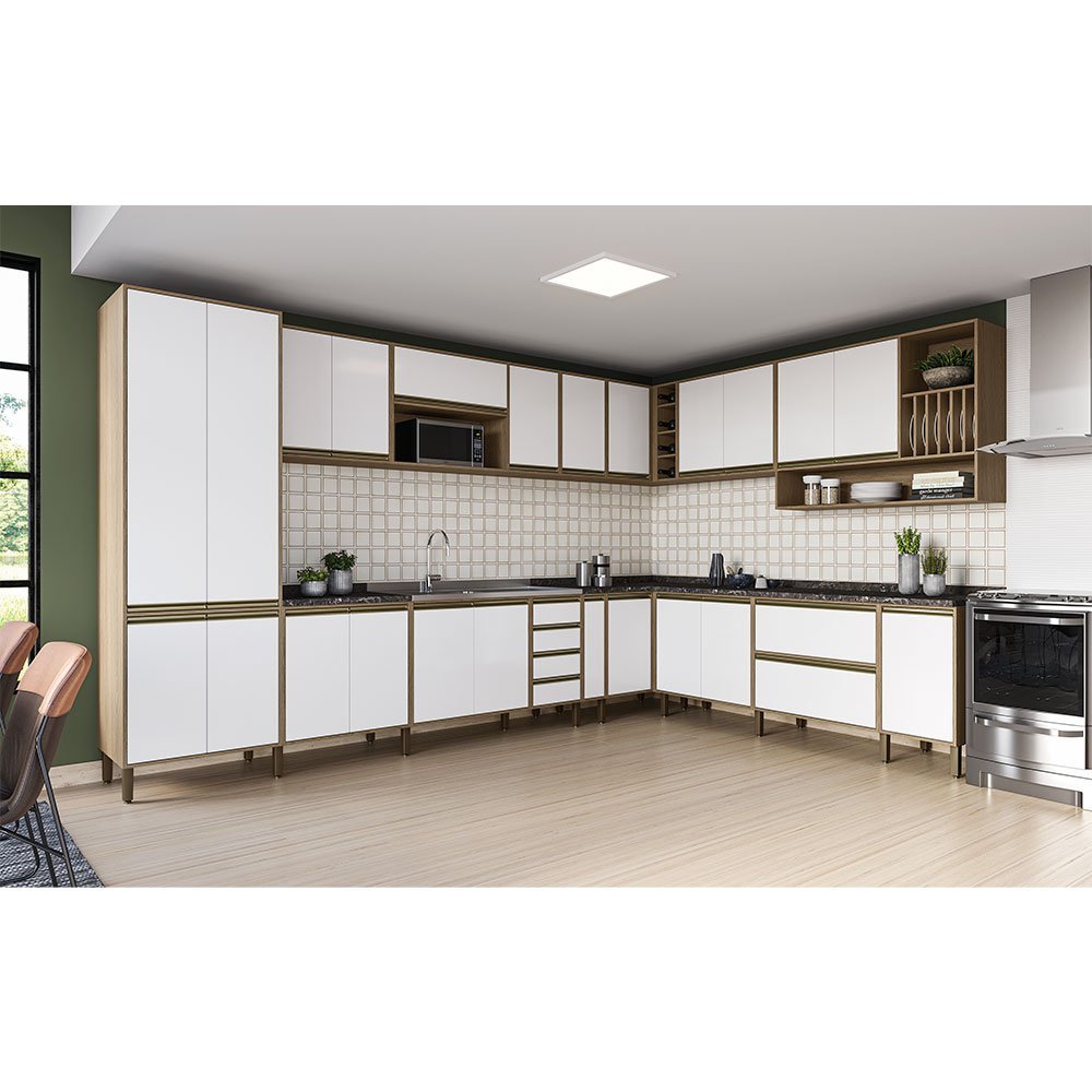 Armário de Cozinha 20x58,5 cm Porta Condimentos Vitória Rimo Carvalho/Branco Polar Móveis Rimo ...