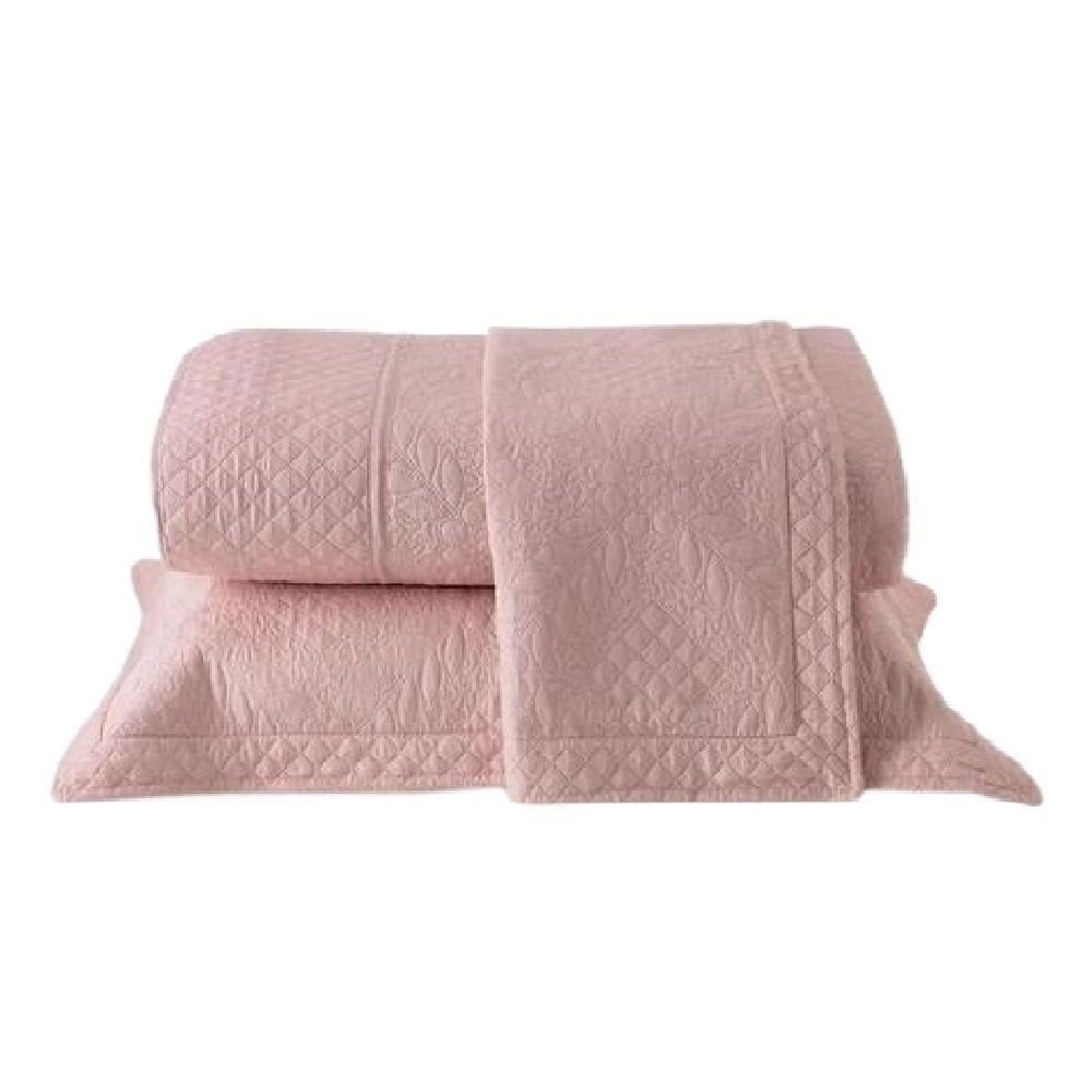 Kit Colcha King Rozac Matelassê Provence:rosa | MadeiraMadeira