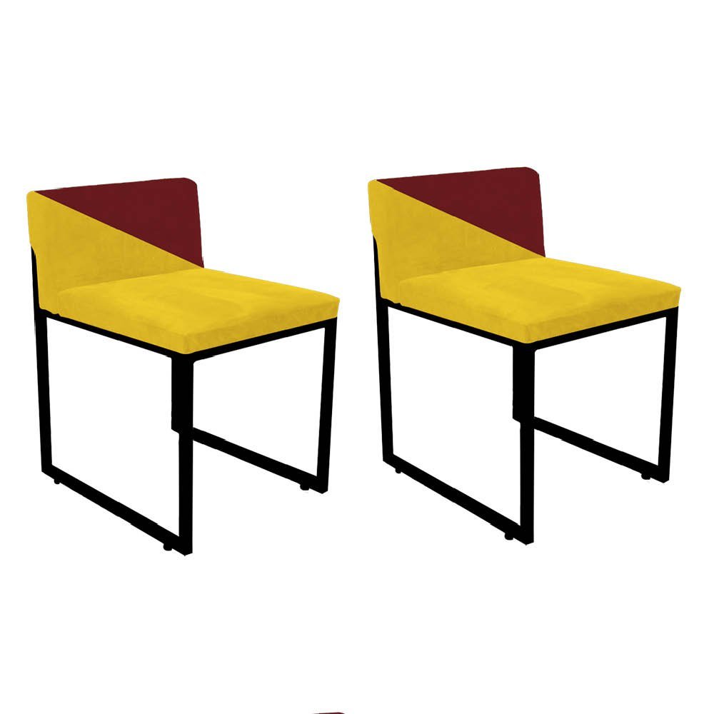 Kit 02 Cadeira Office Lee Duo Sala de Jantar Industrial Ferro Preto ...
