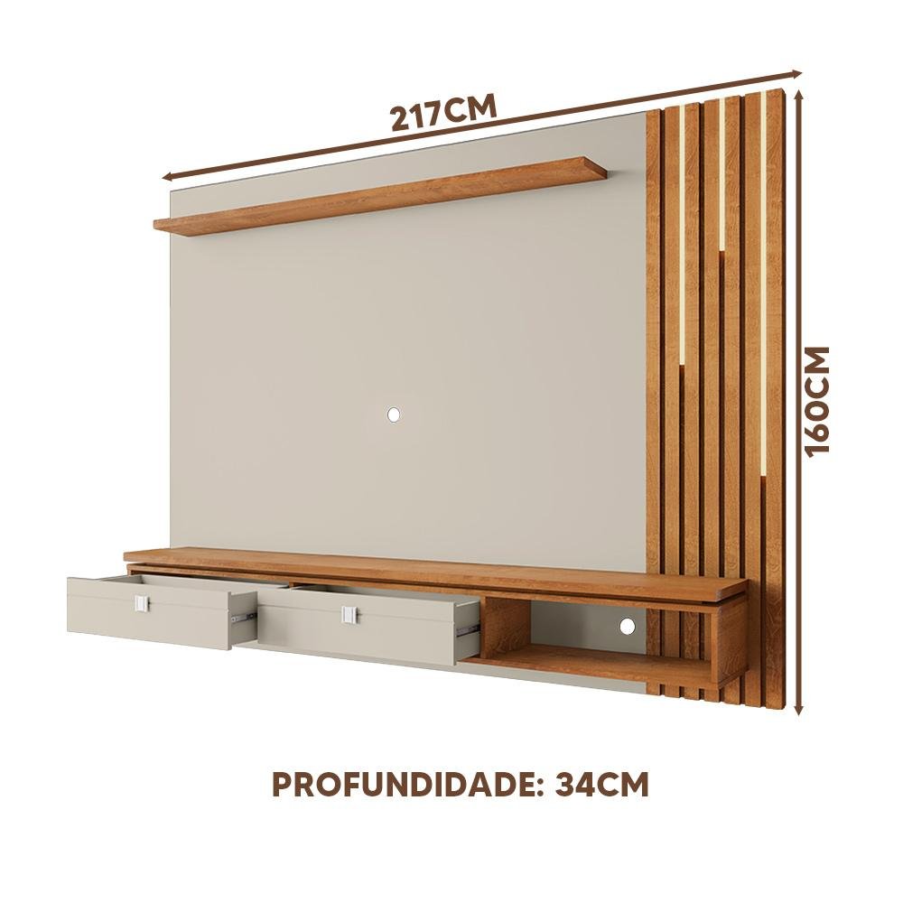 Painel Ripado com Led Tv até 80 Polegadas Off White Naturalle Hanôver ...